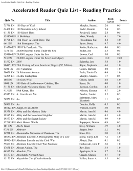 Accelerated Reader Quiz List - Reading Practice
