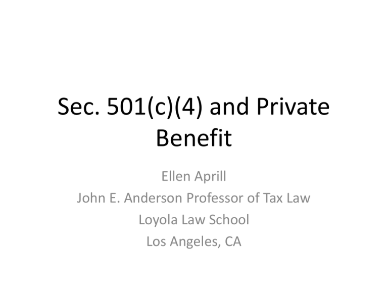 Section 501 c 4 And Private Benefit Section 501 c 4 And Private Benefit
