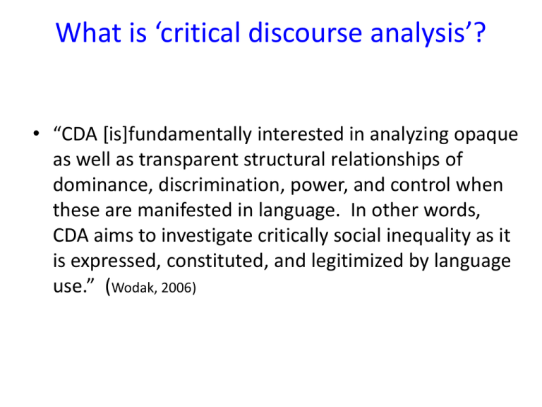 Critical Discourse Analysis