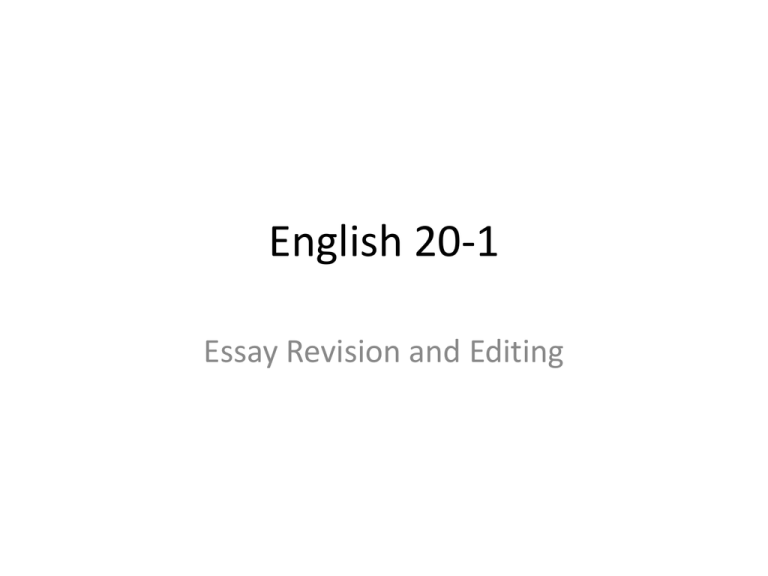 Essay Revision And Editing