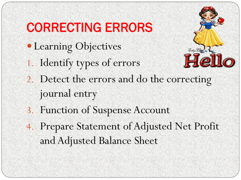 Topic 4 Correcting Errors