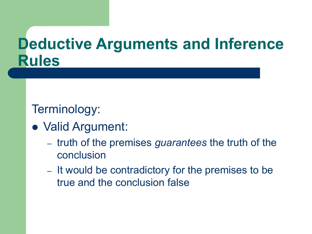 Deductive Arguments And Inference Rules