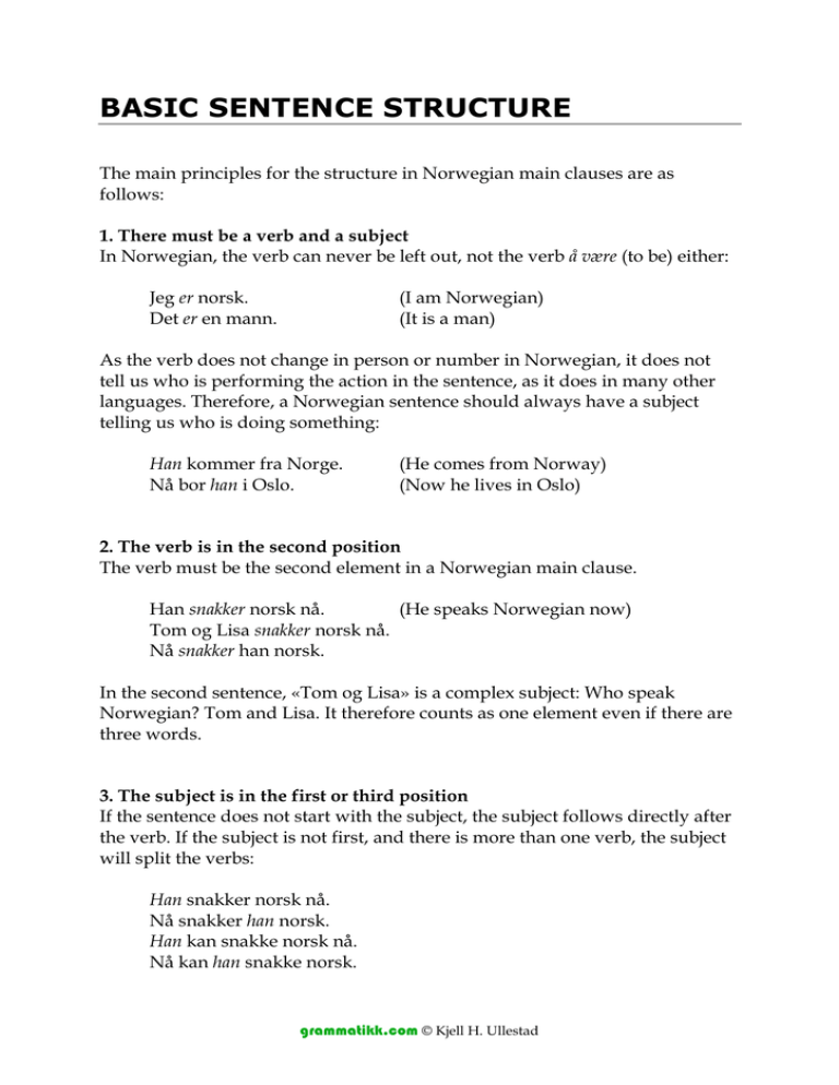 Basic Sentence Structure