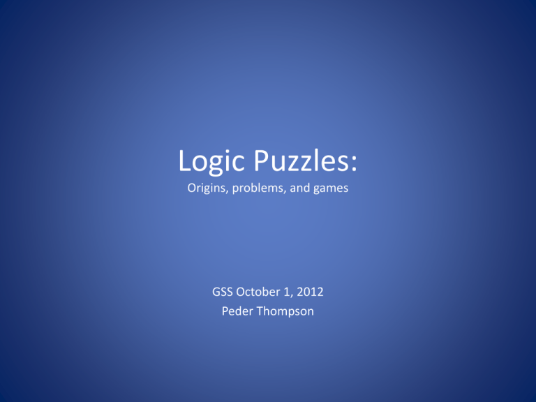 Logic Puzzles Origins Problems And Some Yet Unsolved 