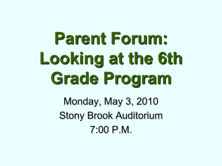 6th Grade Schedule Proposal 6th Grade Schedule Proposal