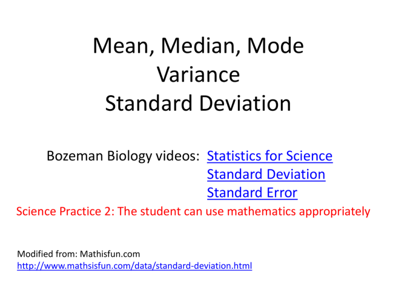APBIO Mean Variance SD
