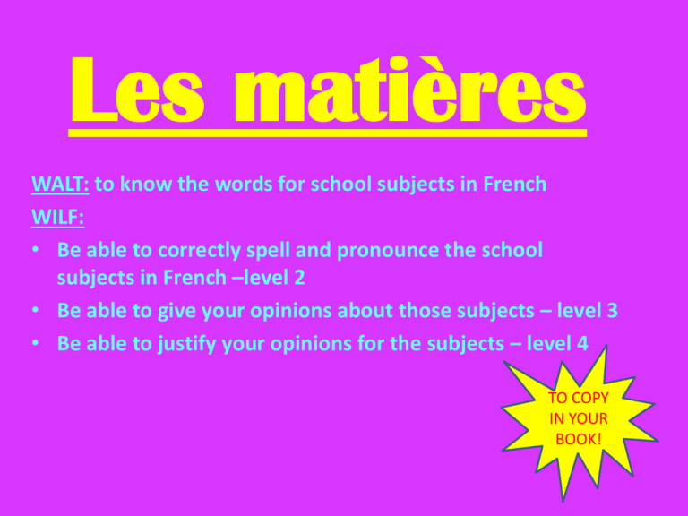 School Subjects And Opinions