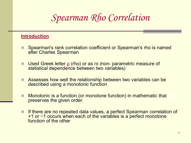 Spearman s Rho
