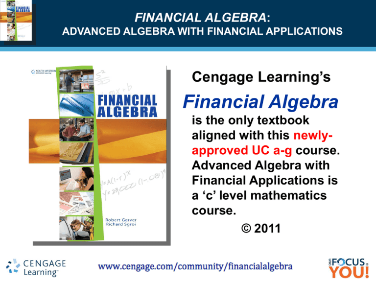 Advanced Algebra With Financial Applications
