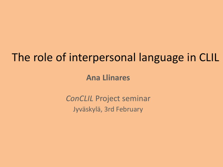 The role of interpersonal language in clil 2