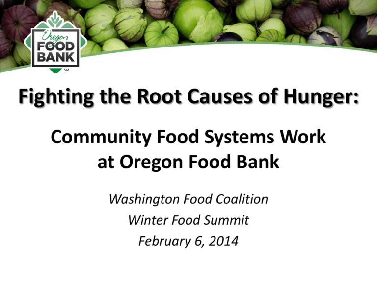 Community Food Systems Work Community Food Systems Work