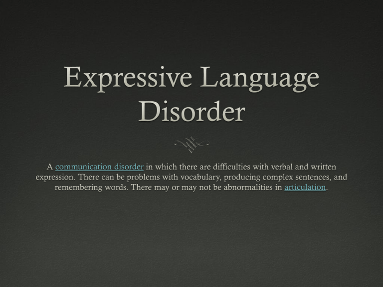 Visual Processing Disorder Visual Processing Disorder
