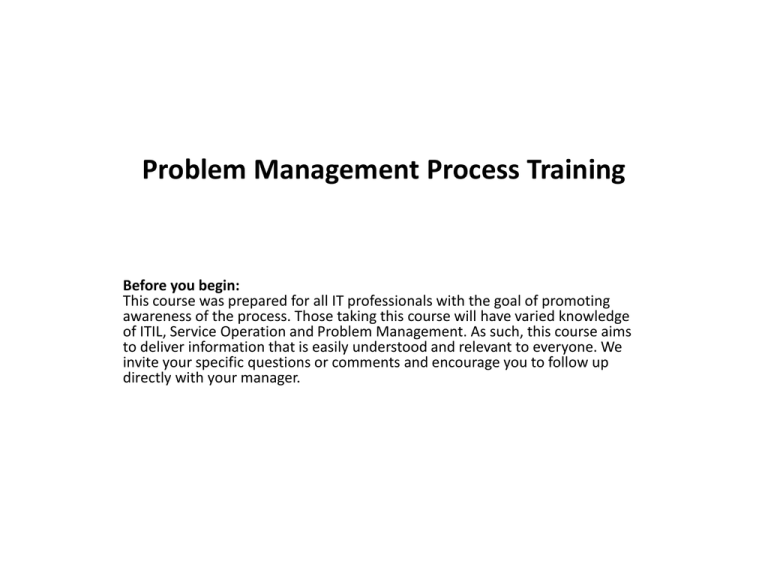 Problem Management Process