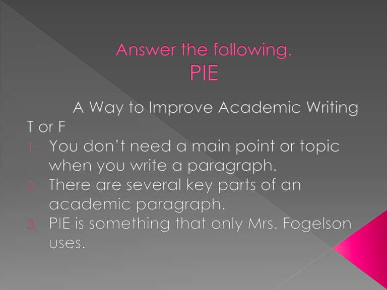 PIE Writing Intro