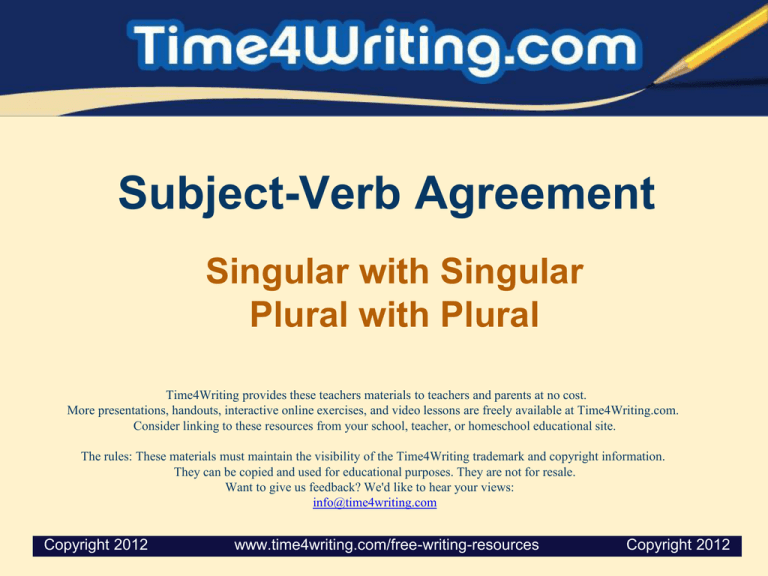 Subject Verb Agreement