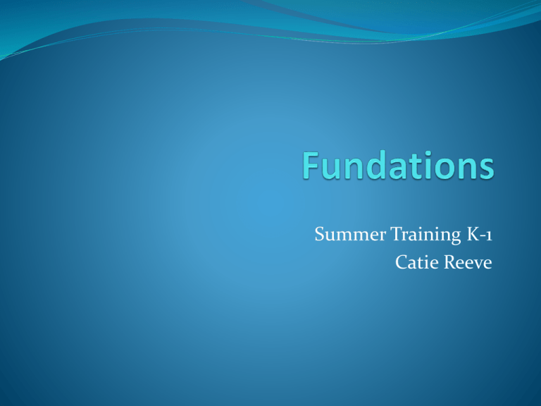 Fundations Training Fundations Training