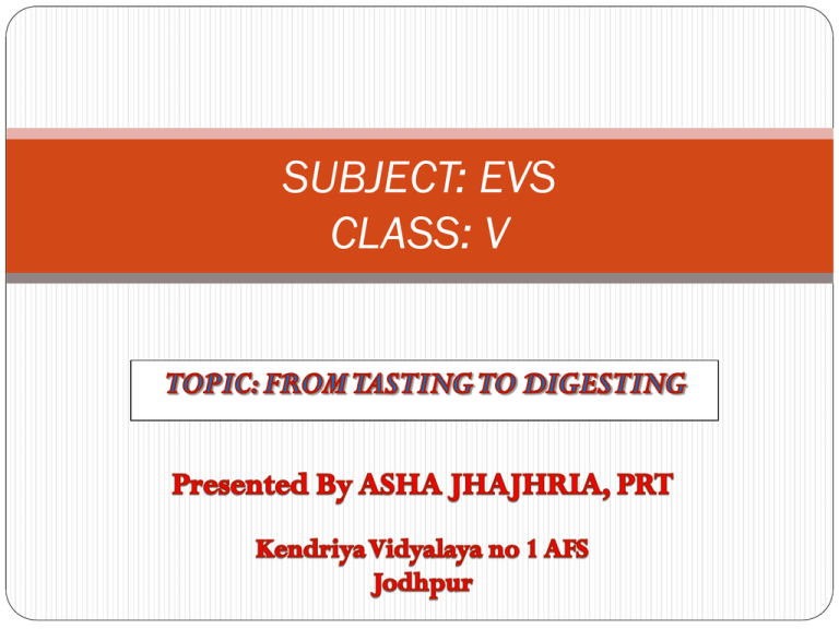 SUBJECT EVS CLASS V