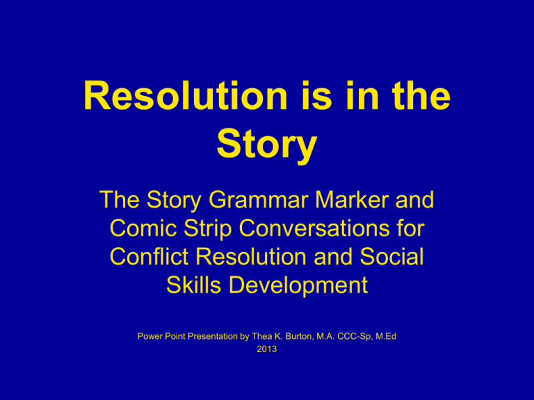 Resolution Is In The Story