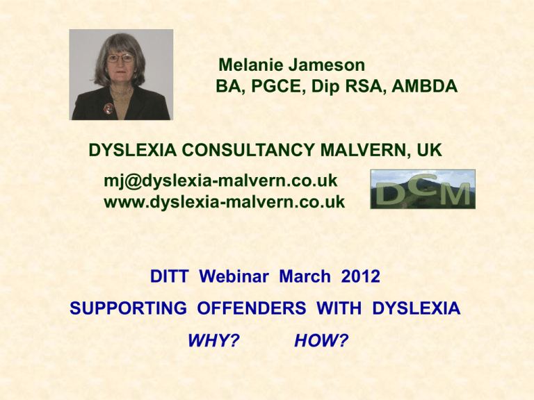 Melanie Jameson Dyslexia International Melanie Jameson Dyslexia International