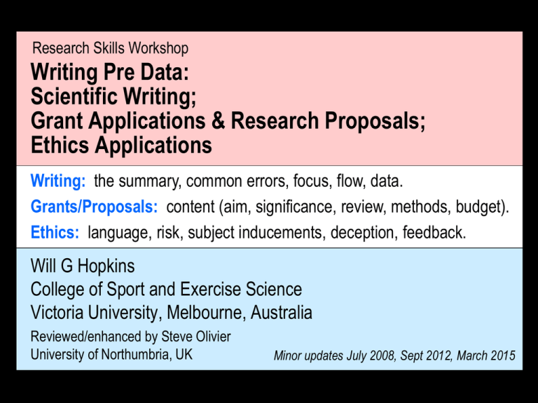 Writing Pre Data Writing Pre Data