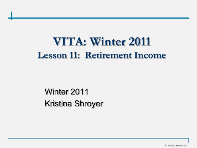 Lesson 11 Retirement Income