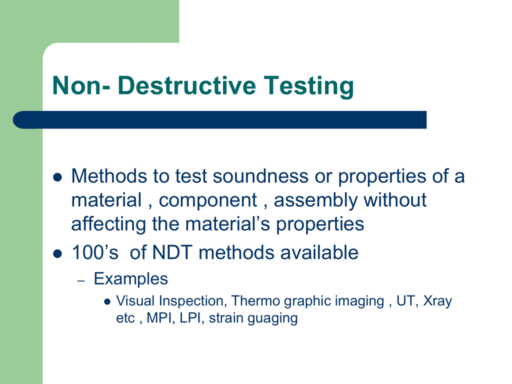 Introduction To Non Destructive Testing NDT 