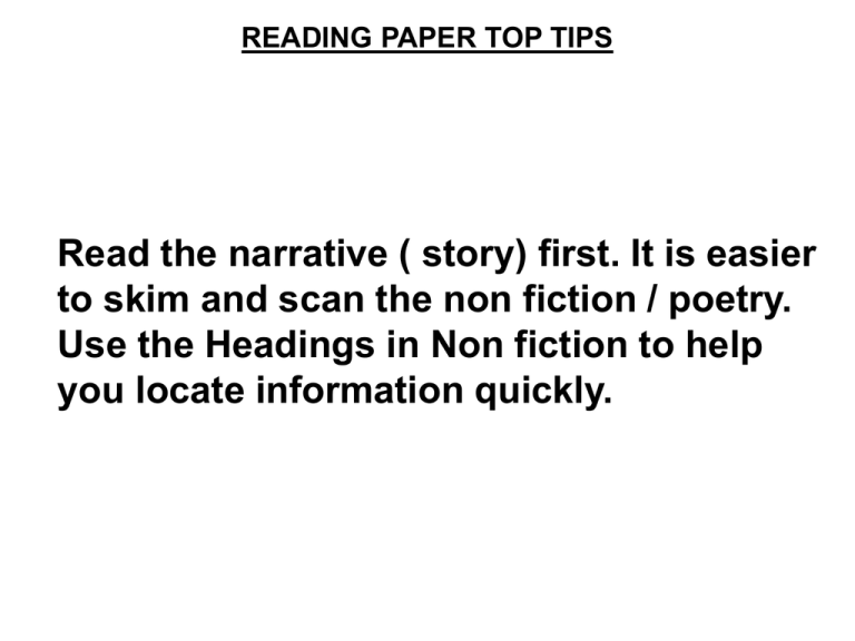 Top tips for reading paper