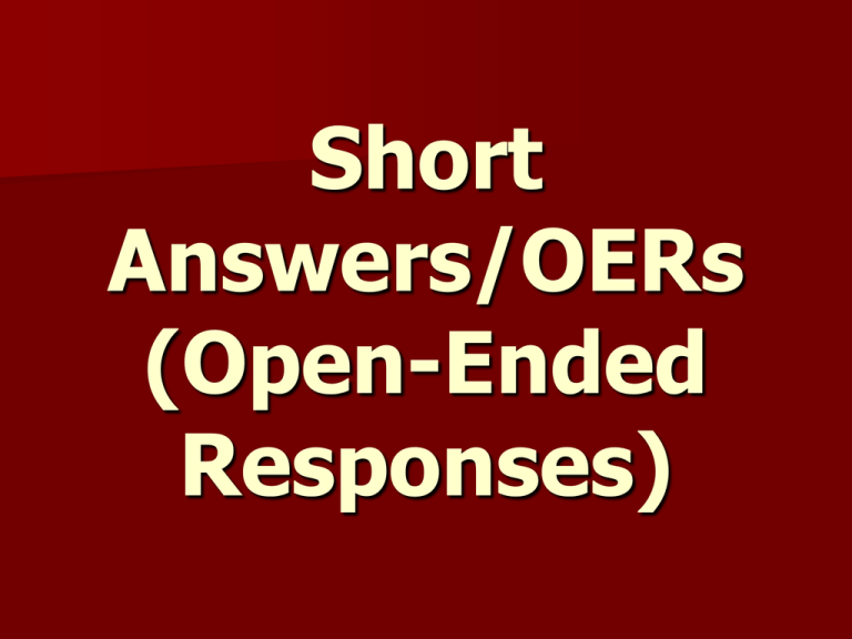 Short Answers OERs Short Answers OERs