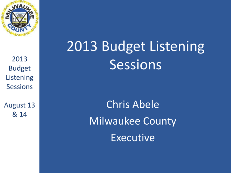 2013 Budget Listening Sessions Powerpoint Presentation