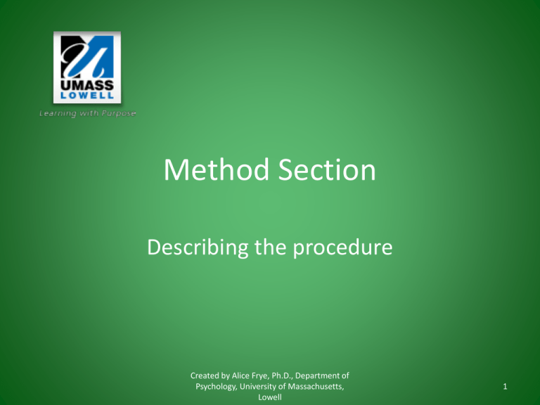 Writing A Method Section Procedure