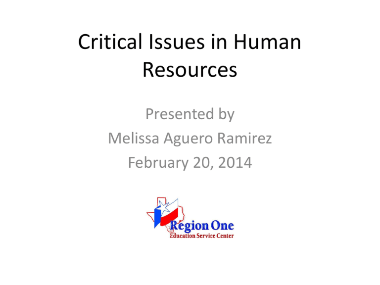 Critical Issues in Human Resources