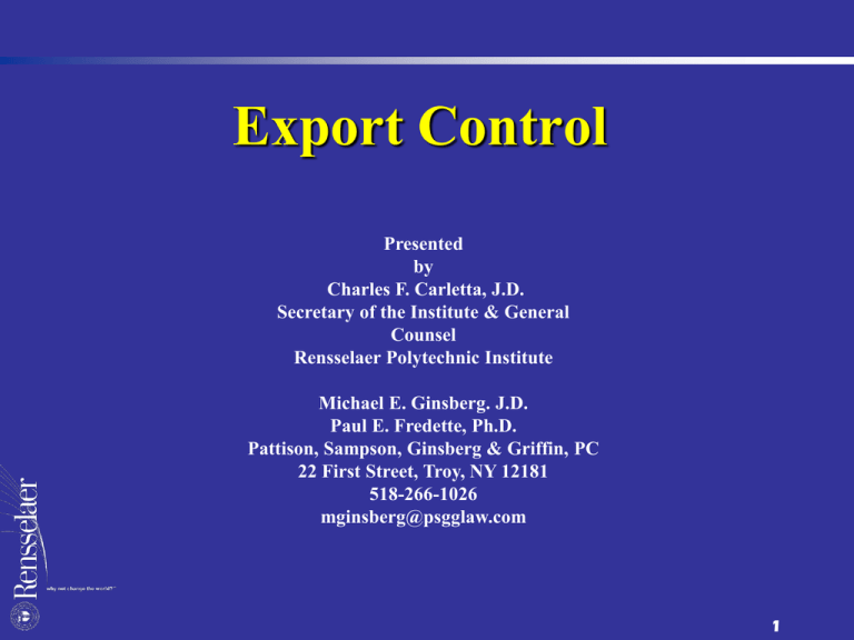 Export Controls Export Controls