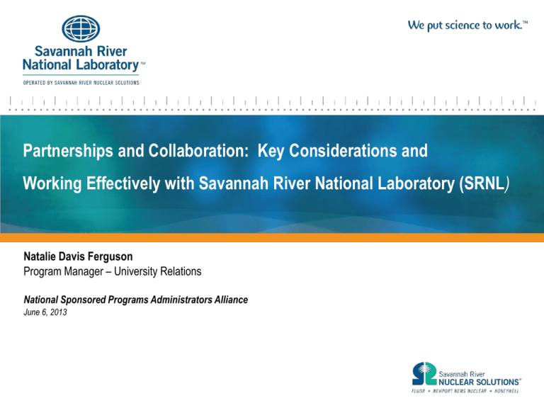 Savannah River National Laboratory (SRNL)