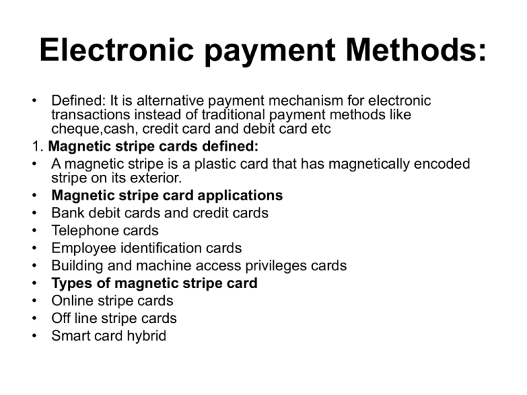 18 E payment Methods 18 E payment Methods