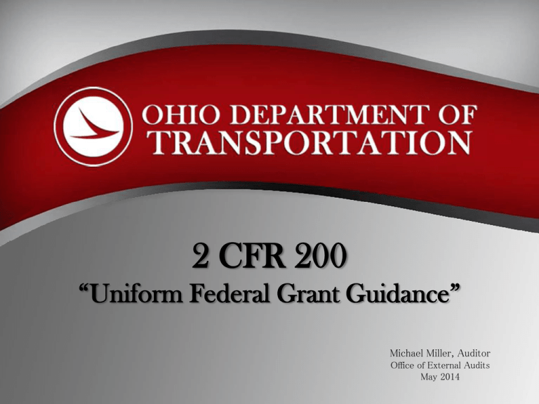 2 CFR 200 Ohio Department Of Transportation