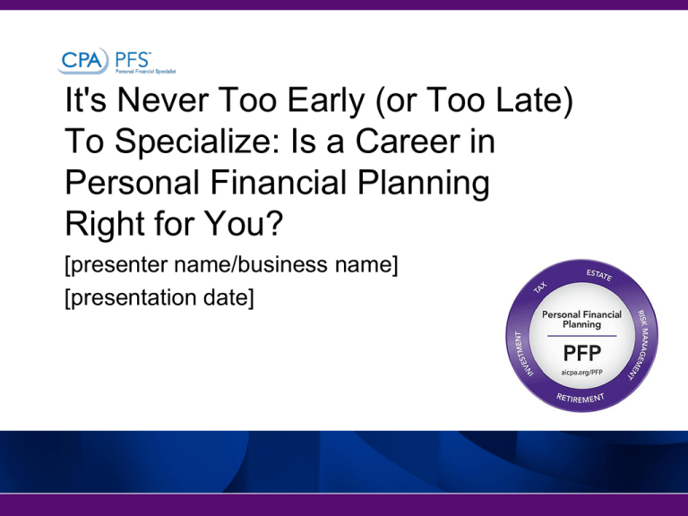 CPA Financial Planner Sample Presentation CPA Financial Planner Sample Presentation