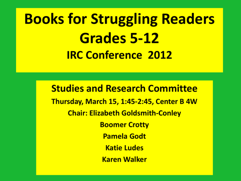Books For Struggling Readers 2012