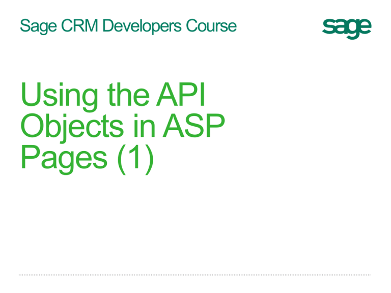 DP09 Using The API Objects In ASP Pages Part 1 Of 2 