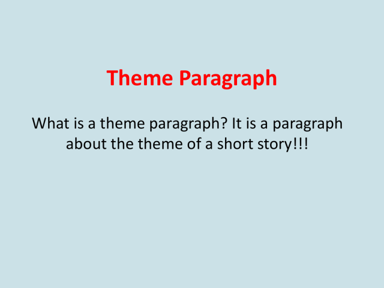 Theme Statement Theme Statement