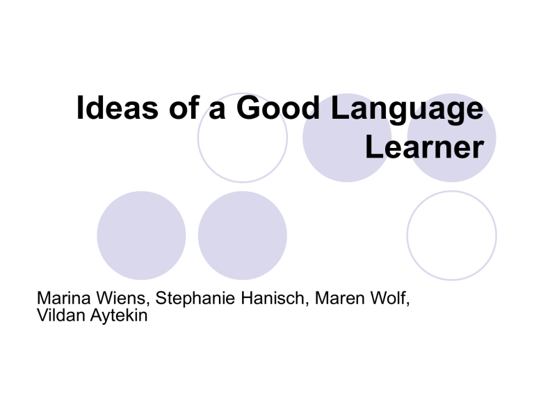 Ideas Of A Good Language Learner Ideas Of A Good Language Learner