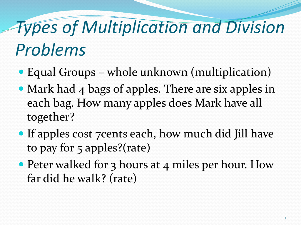 Types Of Multiplication And Division Problems