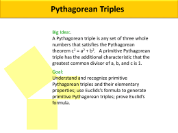 Pythagorean Triples Worksheet I