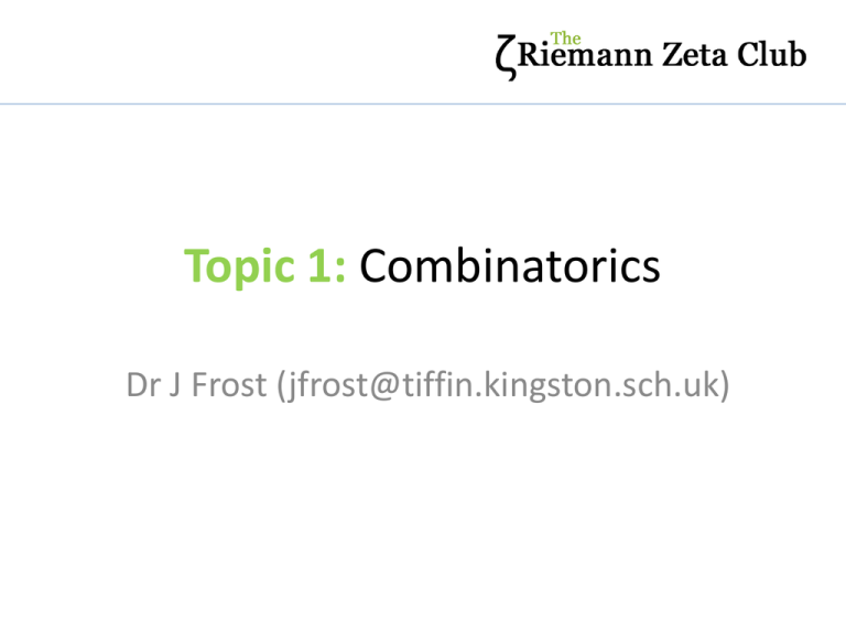 Topic 1 Combinatorics Probability