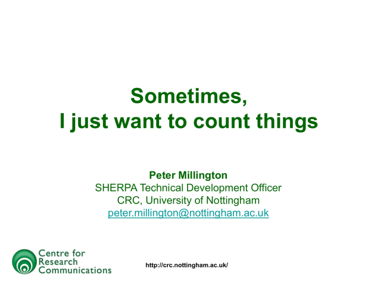 Sometimes I Just Want To Count Things