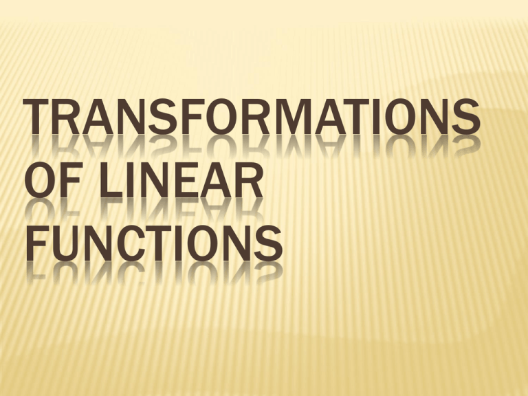 Transformations Of Linear Functions