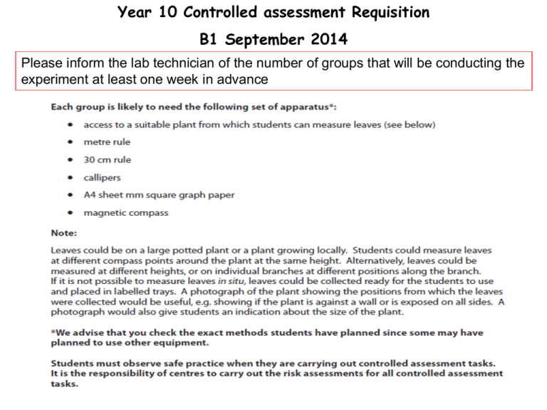 Core Controlled assessment example Powerpoint