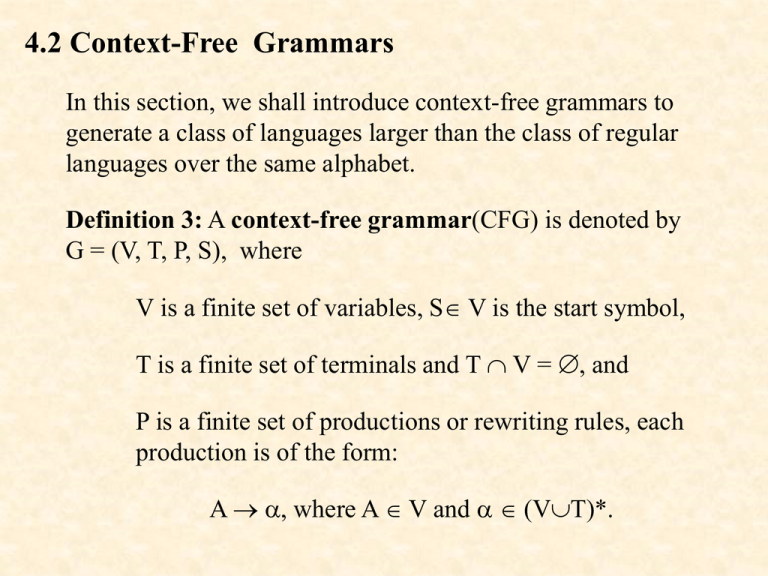 Context Free Grammars