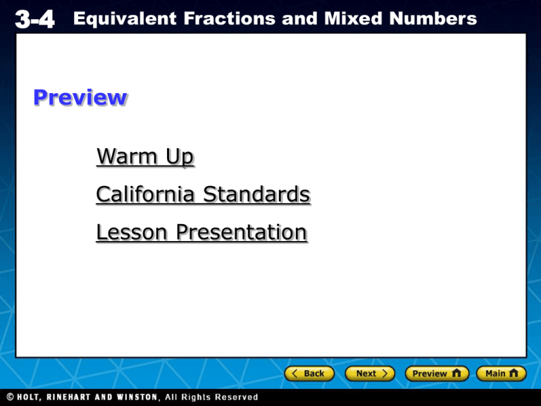 Equivalent Fractions And Mixed Numbers