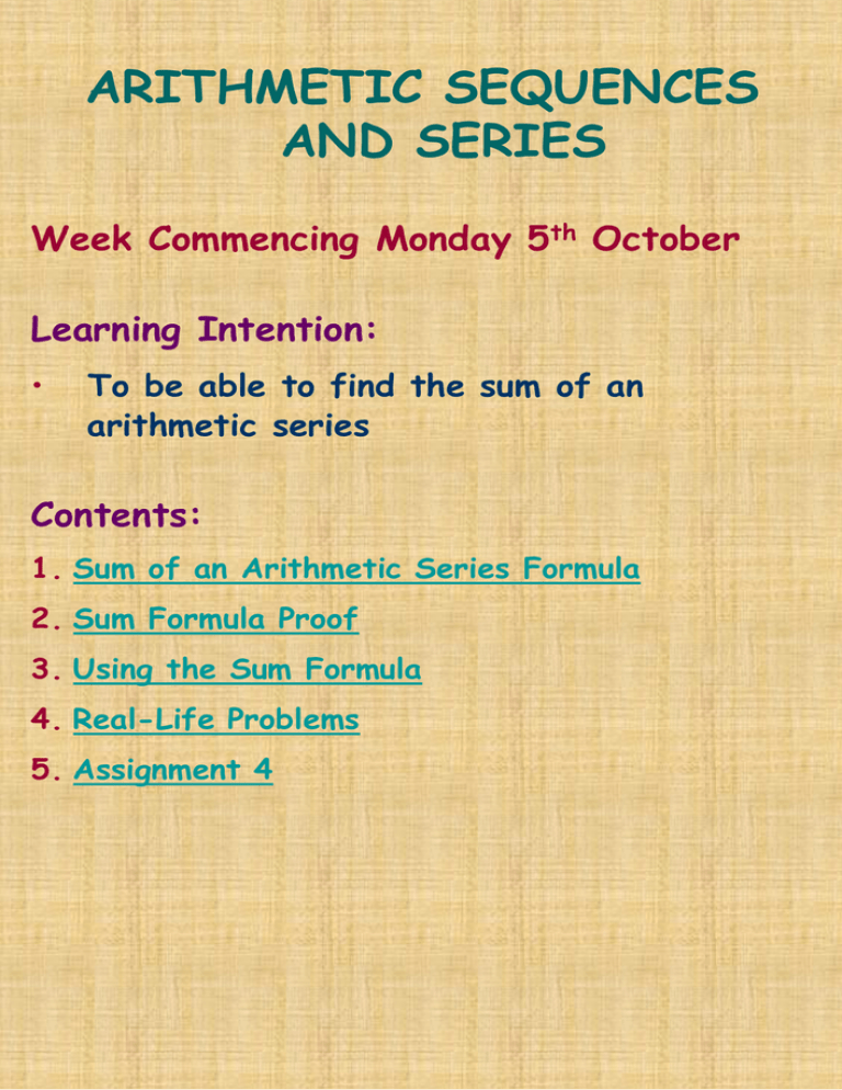 Sum of an Arithmetic Series
