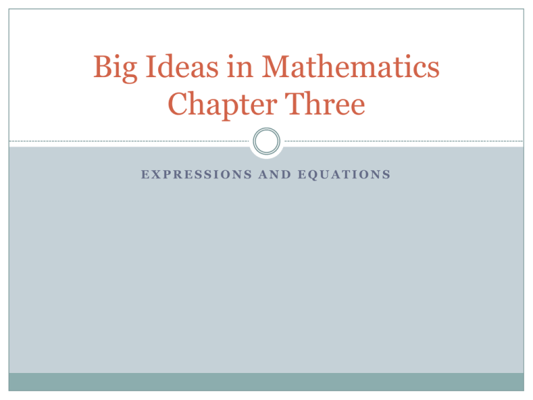 Big Ideas In Mathematics Chapter Three